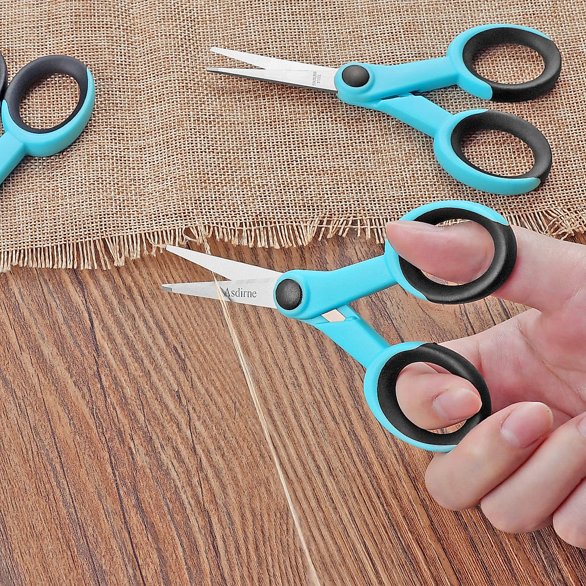 Asdirne 5” Detail Scissors, Embroidery Scissors with Sharp Stainless Steel Blade and Soft Handles, Great for Sewing, Craft, Office and School, 3 Pcs, Blue/Black