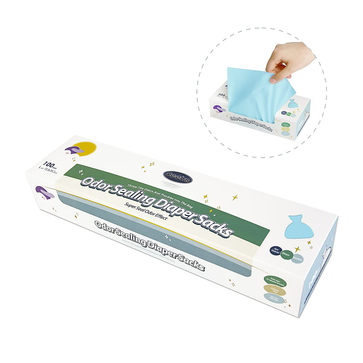 Deefre Odor Sealing Disposable Diaper Bags, 120 Count, Blue, Large Capacity, Unscented Diaper Trash Bags, Safety, Multiple Specifications, Wide Application, Easy to Use