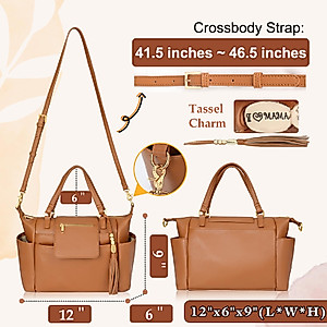 Omanmoli Small Diaper Bag,Mini Diaper Bag Tote, Leather Crossbody Diaper Bag Clutch with 12 Pocekts Diaper Bag Purses for Women Girls,Crossbody Strap,2 Insulated Pockets,Brown