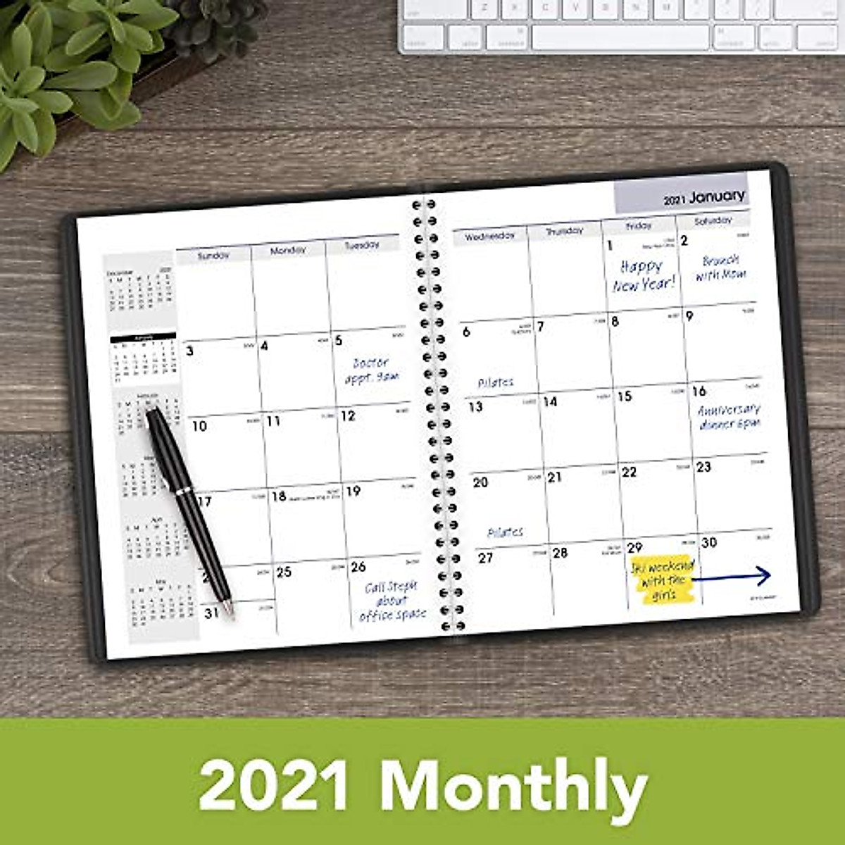 2021 Monthly Planner by AT-A-GLANCE, 7" x 8-3/4", Medium, DayMinder, Black (G4000021)