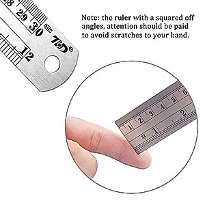ZZTX Metal Ruler Stainless Steel Ruler Straight Edge Measuring Tool 6 Inch +12 Inch + 16 Inch 6 Pack Set