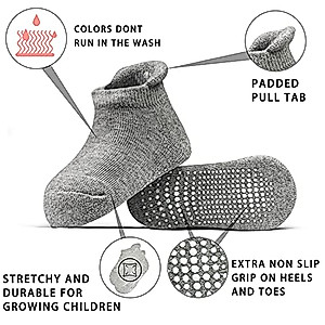 Tphon Non Slip Toddler Socks 12 Pairs Infant Baby Kids Grip Socks for Boy Girls Anti Skid Ankle Socks for 1-3 Year Children