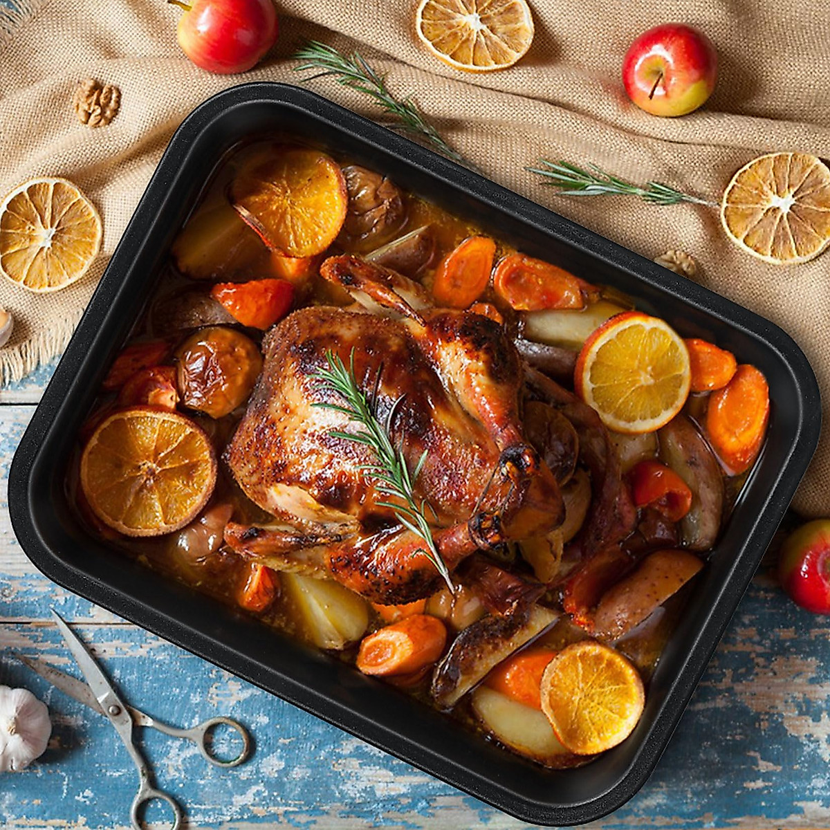 P&P CHEF 12.7 Inch Lasagna Pan, Nonstick Rectangular Baking Cake Pan for Brownie Lasagna, Deep Roasting Pan for Oven Use, Stainless Steel Core & 3.2 Inch Deep Side, Healthy & Sturdy, Black