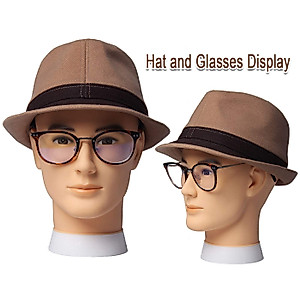 Newshair Bald Mannequin Head Male Wig Head Professional Cosmetology for Wig Making and Display Hat Helmet Glasses or Masks Display Head Model with Free Clamp Stand