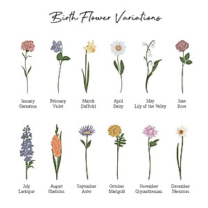 Infinite Memories 18K Gold Plated Dainty Birth Flower Name Necklace Personalized Custom Necklace with Name Flower Wishes Customized Necklace Birthday Gifts for Women