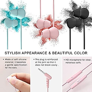 okcsc M16 Sleep Earbuds Noise Cancelling Wired Lightweight Ultra-Soft Silicone in-Ear Headphone Earplugs with Microphone & Volume Control,3.5mm Plug Compatible for Insomnia,Air Travel&Meditation Pink