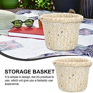 DOITOOL Rattan Trash Can Wicker Waste Basket Natural Garbage Bin Vintage Trash Buckets Laundry Hamper Storage Baskets Plant Pot 7inch X 5.5 inch