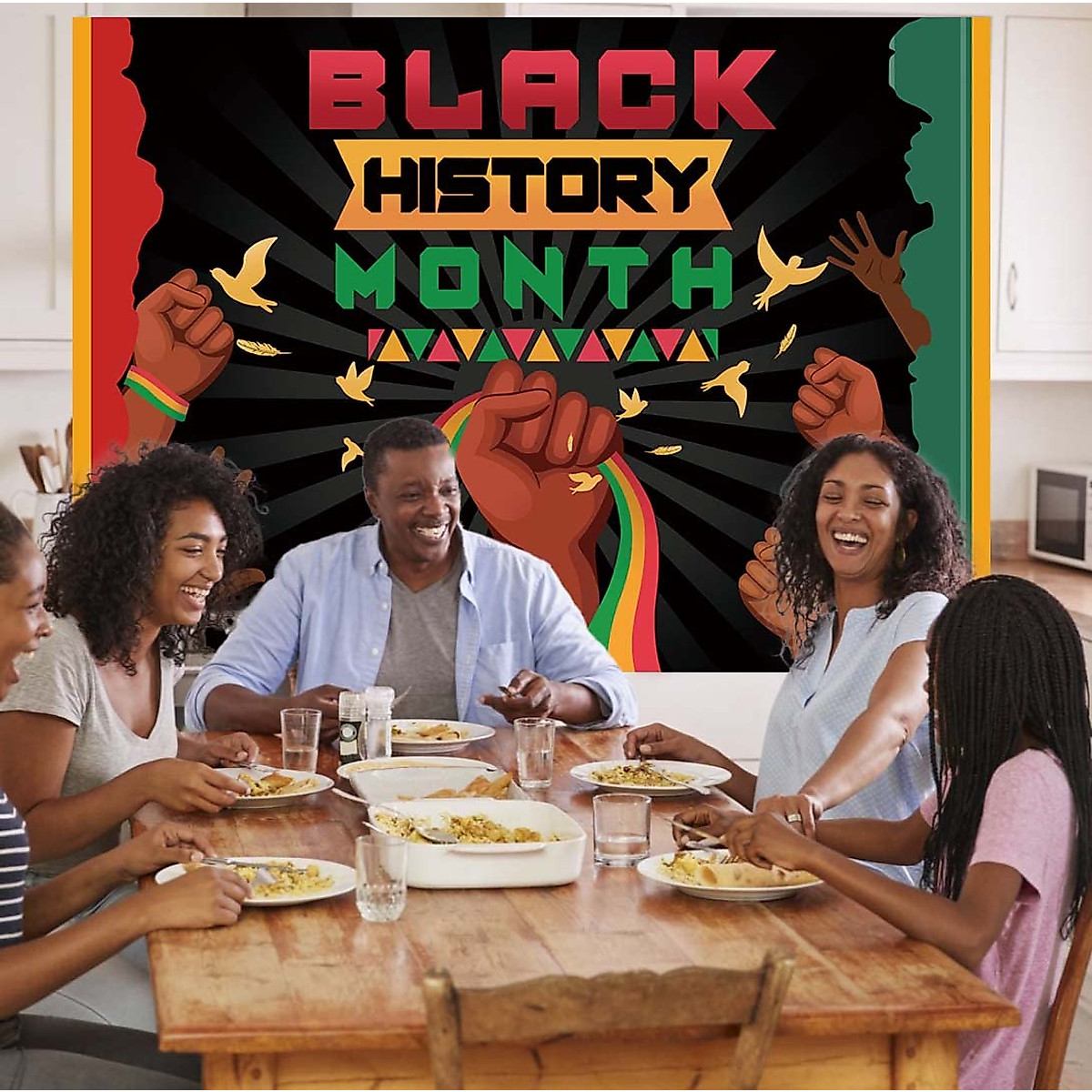 Black History Month Backdrop African American Heritage Festival Photography Background Black History Month Holiday Party Decoration Supplies for Home (8X6FT)