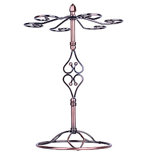 Senkoovi Wine Glass Holder Bronze Tabletop Stemware Rack with 6 Hooks Freestanding Cup Storage Classic Stainless Steel for Home and Bar