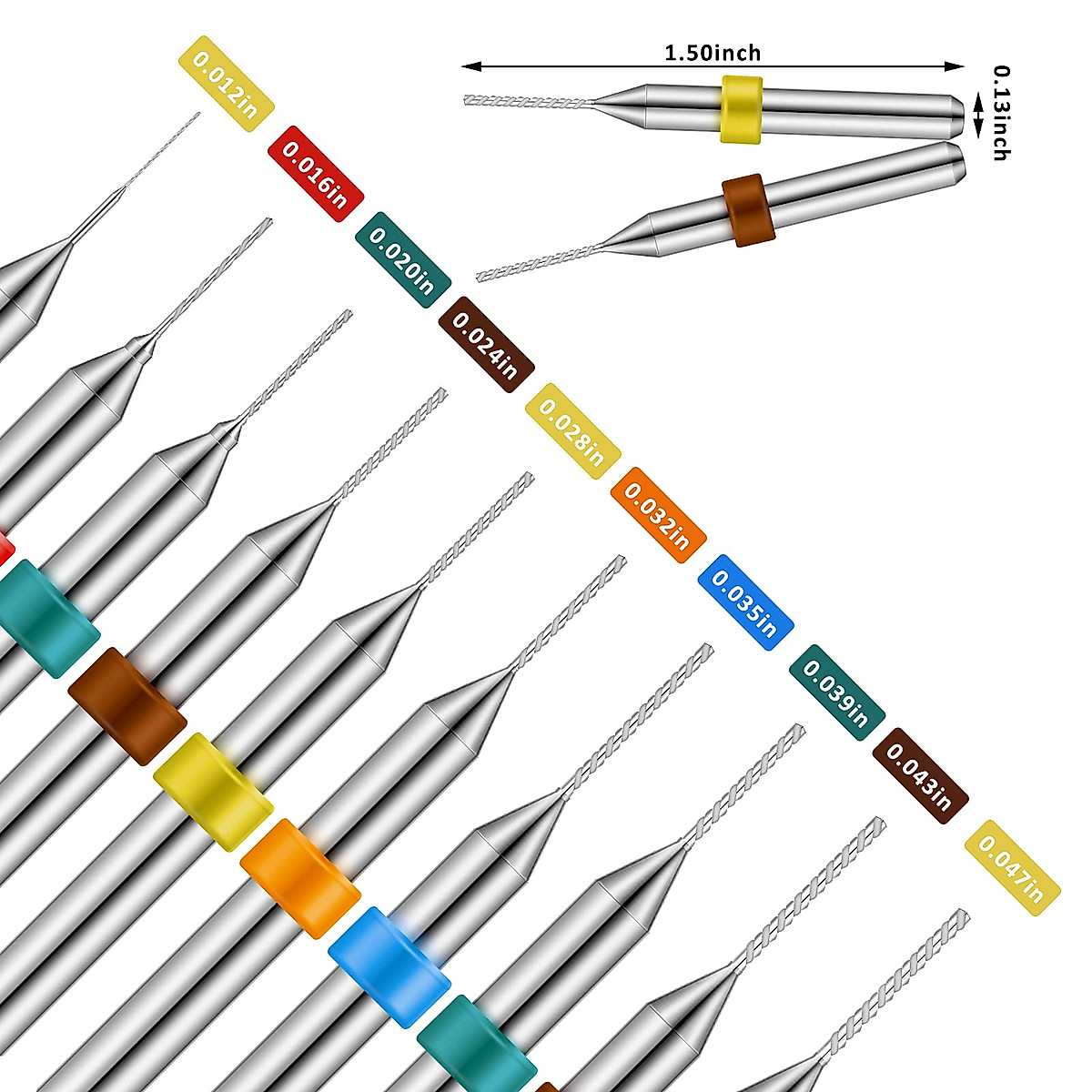 Shank Tungsten Carbide Micro Drill Bits Set, Tungsten Steel PCB Print Circuit Board Flute CNC Router Bits for Rough Stone Print Circuit Board Jewelry Engraving (30 Pcs, 0.3-1.2 mm)