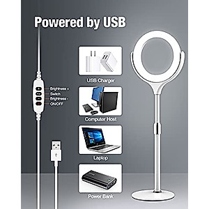 elitehood 8’’ Ring Light for Computer & Video Conference Lighting Kit, Desk LED Circle Light with Stand & Phone Holder for Zoom Call Lighting, Webcam Camera Meeting, Office Laptop Video Conferencing