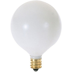 KOR (Pack of 10) G16.5 White Finsh Decorative (E12) Candelabra Base Globe Shape Incandescent 120V G16 1/2 Light Bulbs (25)