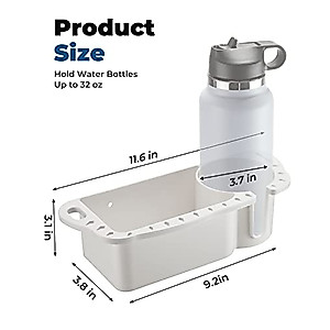 KEMIMOTO Boat Cup Holder, Boat Caddy Organizer Marine Cup Holder with Drainage Hole Universal Fishing Caddy Cabin Storage for Boat, White