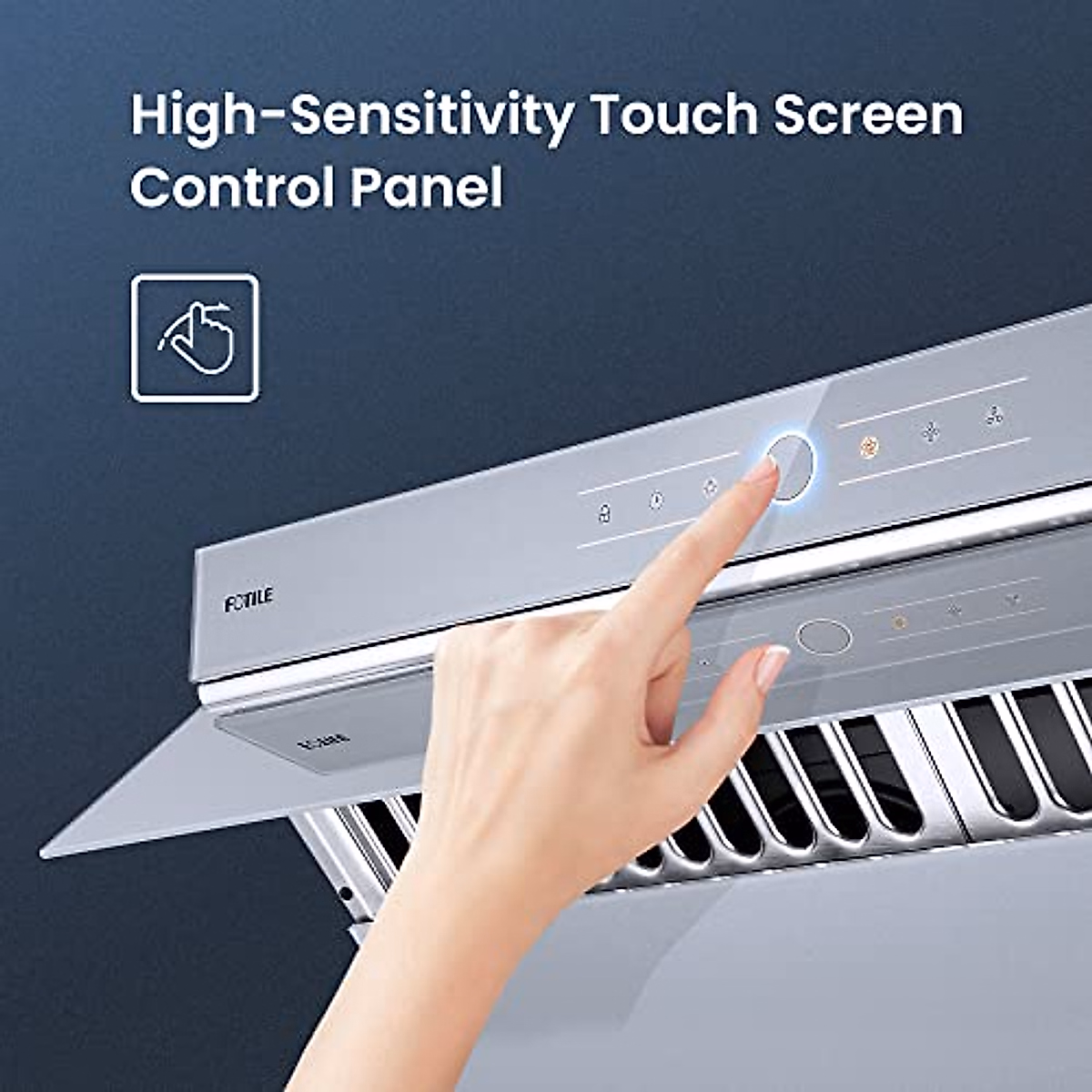 FOTILE JQG7501.G 30" Range Hood | Unique Side-Draft Design for Under Cabinet or Wall Mount | Modern Kitchen Vent Hood | Powerful Motor | LED Lights | Silver Grey Tempered Glass Surface