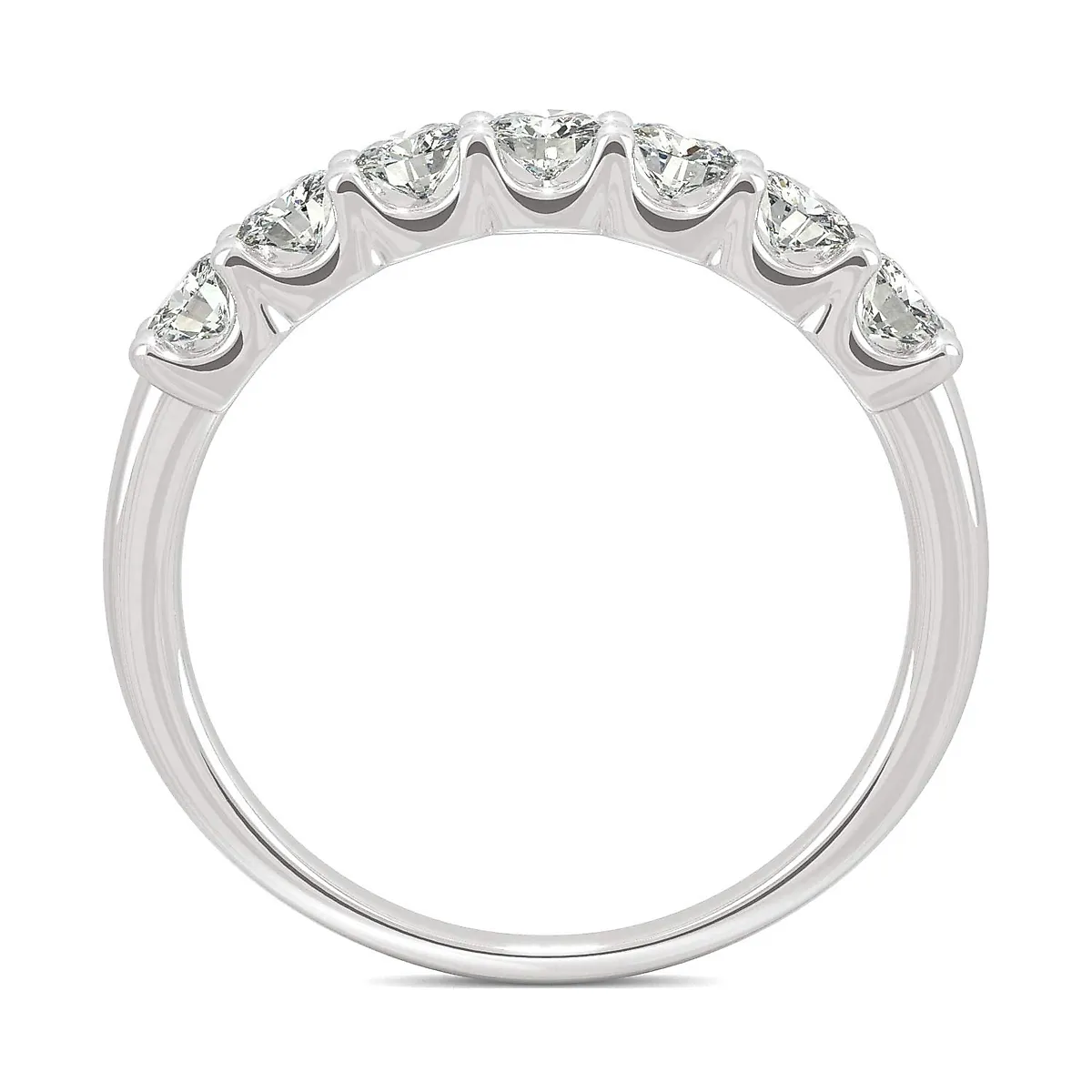 14K White Gold Moissanite by Charles & Colvard 3mm Round Wedding Band-size 6 0.70cttw DEW