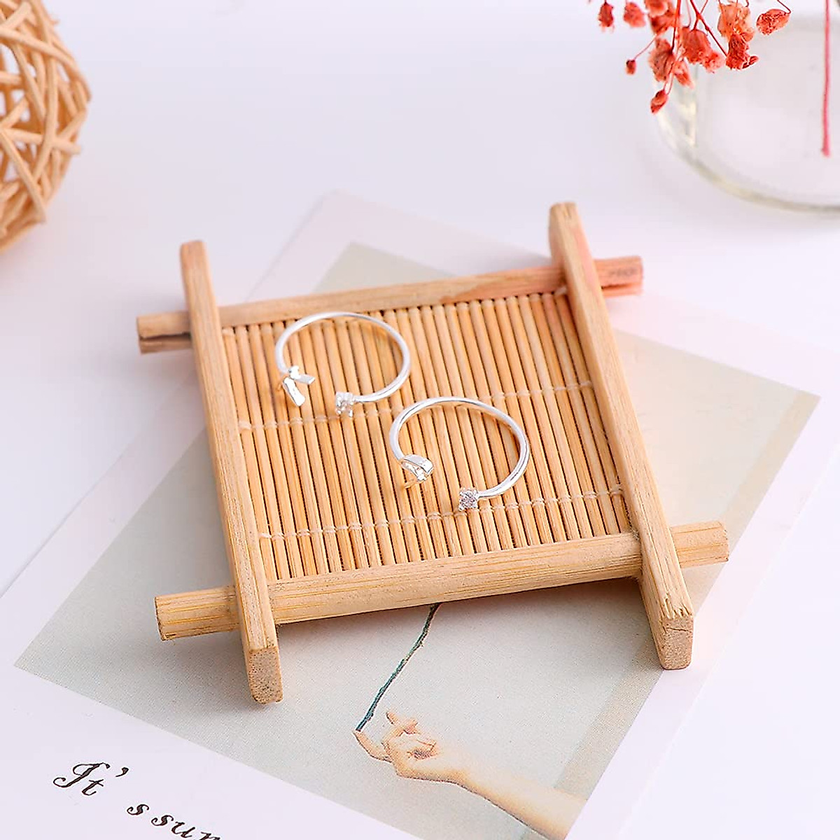 OEMOO Stainless Steel Rings for Women, Adjustable Initial Art Letter Rings Knuckle Rings, Stackable Alphabet Rings s（G）