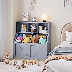 GAOMON Toy Storage Organizer and Kids Bookshelf, Toddler Toy Storage Cabinet with Toy Shelf, Toy Organizer and Kids Bookcases Fit for Playroom Bedroom Nursery Classroom School Kindergarten Daycare