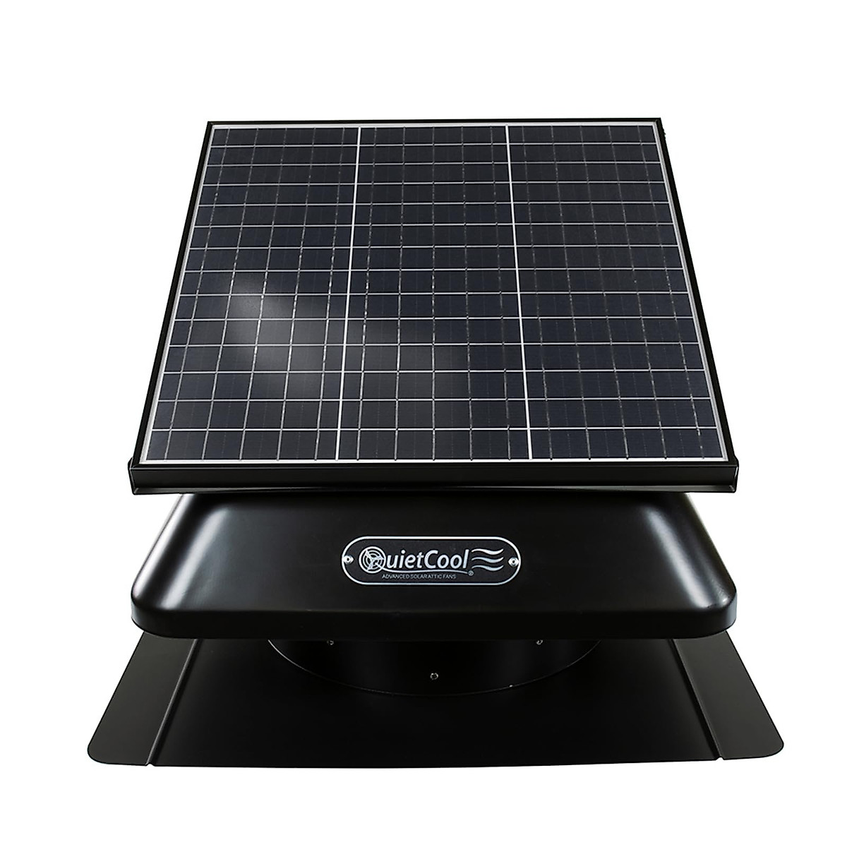 QuietCool AFR SLR-40 Roof Mount Solar Attic Fan - 40 Watt Adjustable Panel - Included AC/DC Inverter for 24/7 Runtime - Thermostat Controlled