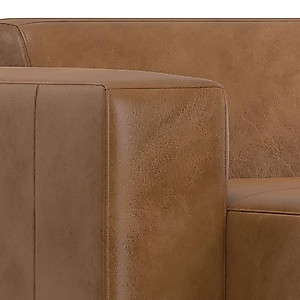 SIMPLIHOME Rex Left-Facing Modular Sectional Sofa in Full-Grain Genuine Leather, Caramel Brown, 122-inches Wide, Handcrafted Modern-Style 4-Seater L-Shaped Leather Couch with Left Chaise