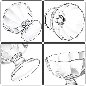 Mezchi Set of 12 Ice Cream Bowl Set, 8 Ounce Plastic Dessert Bowls, Clear Footed Dessert Cups, Ice Cream Cups Bowls for Sundae Milkshakes Parfait Fruit Pudding