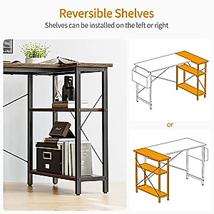 CubiCubi 40 Inch Small L Shaped Computer Desk with Storage Shelves, Corner Desk with Oxford Side Table, Dual USB Charging Ports End Table