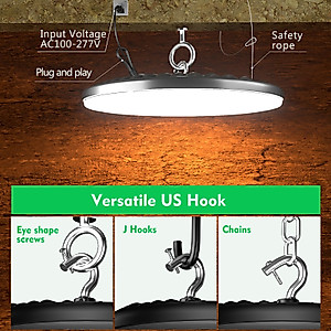 bulbeats 240W LED High Bay Light 36000lm (Eqv.1000W MH/HPS) 5000K ETL Listed High Bay LED Light, AC100-277V UFO Lights-4Pack 𝟓𝐘𝐫𝐬 𝐖𝐚𝐫𝐫𝐚𝐧𝐭𝐲