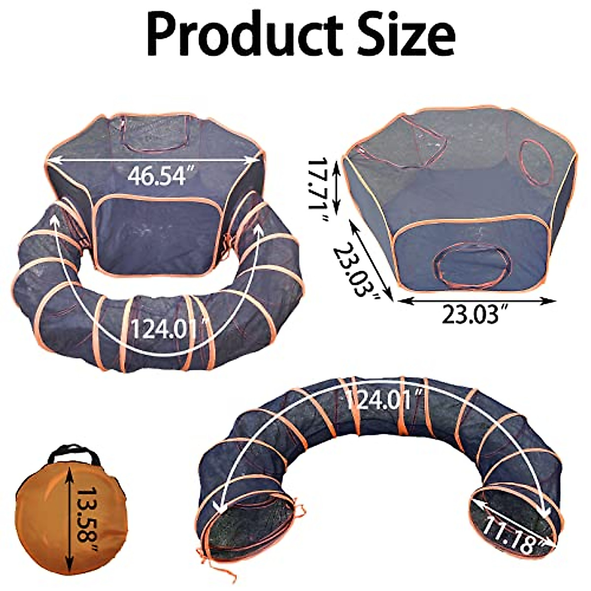 BNOSDM Small Animal Playpen Large Rabbit Playpen with Tunnel Portable Guinea Pig Cage Breathable & Transparent Exercise Yard Fence with Cover for Kitten Puppy Bunny Hamster Chinchilla