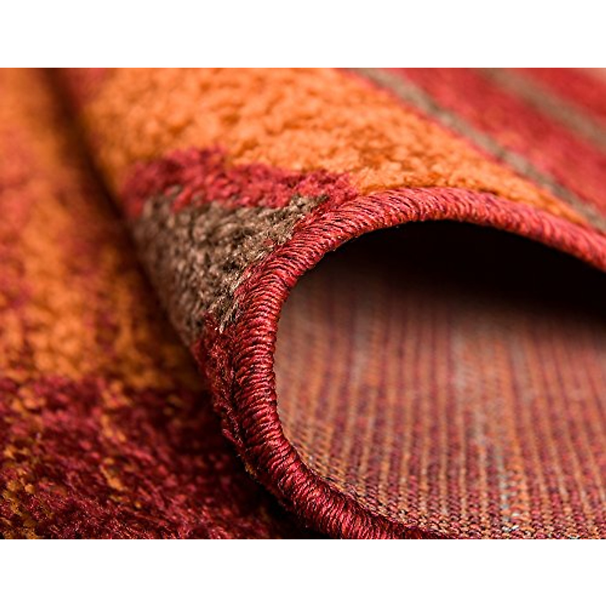 Unique Loom Autumn Collection Modern Contemporary Casual Abstract Area Rug, Rectangular 5' 0 x 8' 0, Terracotta/Burgundy Border