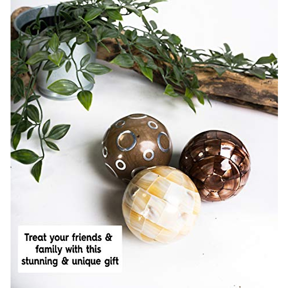 U'Neeque Collections Beautiful Handmade Small Decorative Balls for Bowls (3” each) - Ideal Accent Decor for Bowls, Trays & Vases, Decorative Balls Set of 3