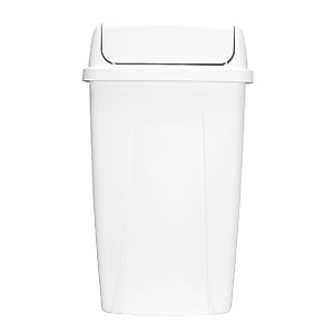 CJLXL 13 Gallon Trash Can, Plastic Swing Top Kitchen Garbage Trash Can (White)