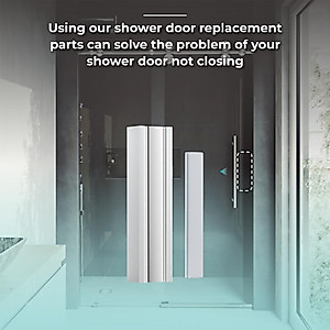 Shuisen Shower Door Magnet Latch Replacement, Shower Door U-Channel Magnet with Metal Strike, Fits Glass Shower Door Thickness 1/8", 5/32", 3/16" and 1/4", Shower Door Magnet Replacement Parts