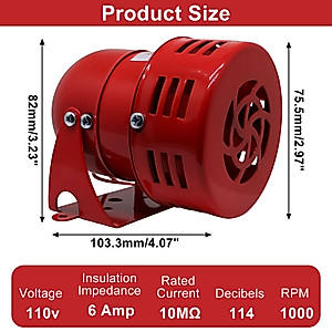 Sydien Motor Siren Red 1Pc AC 110V 114dB Industry Electric Motor Alarm Driven Siren, Horn Sound Buzzer Alarm Bell for Home, Industries, Stores and Security Alarm System