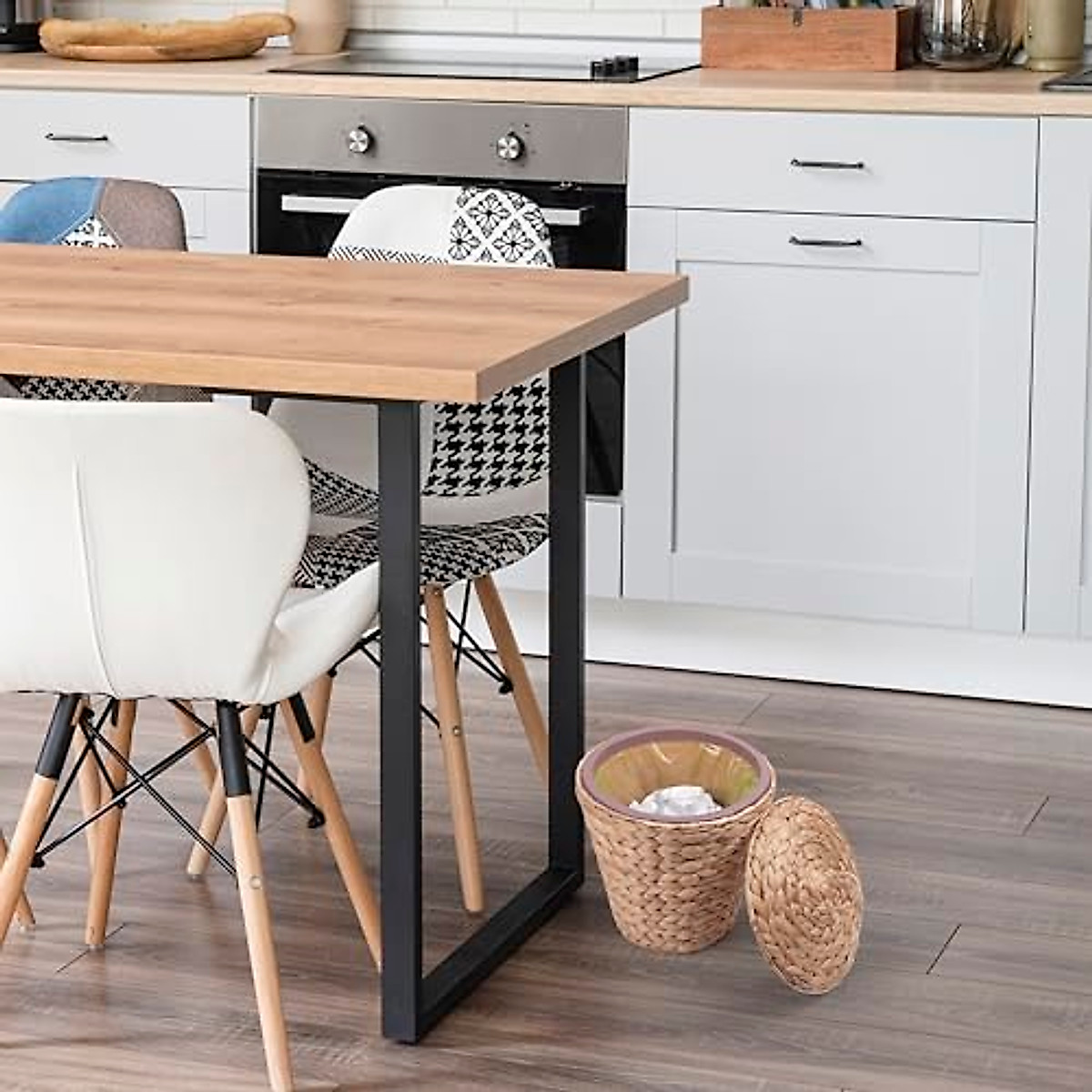 TREVIETDECOR Wicker Trash Can with Lid in Bedroom, Bathroom | Trash Can in Office | Boho Woven Wicker Waste Basket