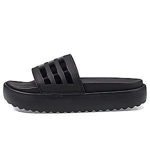 adidas Women's Adilette Platform Slide Sandal, Black/Black/Black, 8
