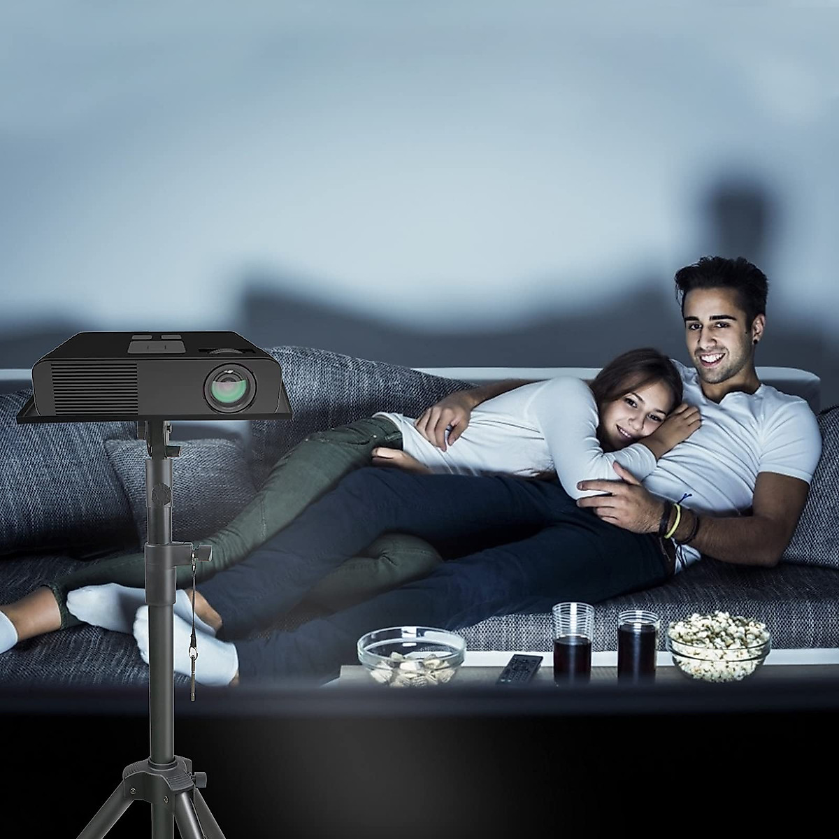 Projector Stand, Sturdy Durable Metal Laptop Tripod Stand with Wheels, Folding Floor Tripod Stand with Tray, Adjustable Height Portable DJ Equipment Stand for Indoors and Outdoors (43 Inch - 73 Inch)