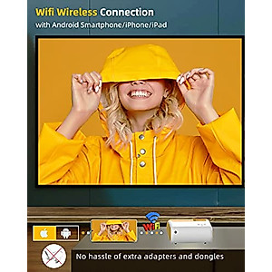 Mini WiFi Projector Portable - Salange 2023 Upgraded Pico 1080P Supported Video Projectors for Outdoor Movies, Kids Cartoon, Home Theater, Compatible with iPhone, Laptop, TV Box, HDMI