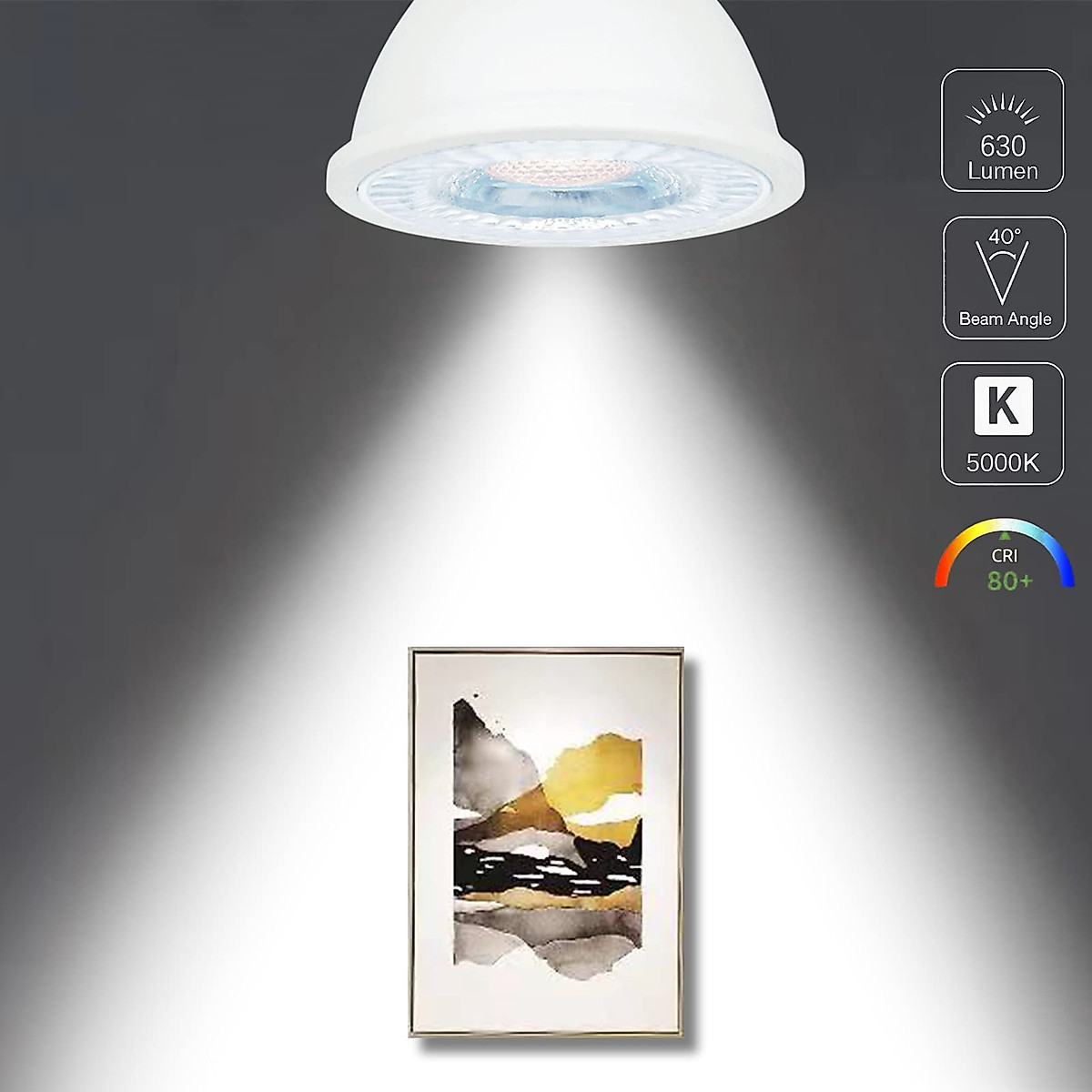 CAMMILE GU10 LED Light Bulbs, 50W Halogen Equivalent, Non Dimmable, 5000K Daylight White Natural Light, LED Bulb Replacement for Track&Recessed Lighting, AC120V Light Bulb 7W 630lm, Pack of 6