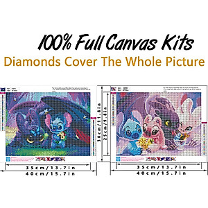 Clendo 2 Pack Stitch Diamond Painting Kits for Adults Beginner, 5D DIY Full Drill Diamond Dots Gem Art Paint with Round for Gifts Home Wall Decor(12x16 inch)