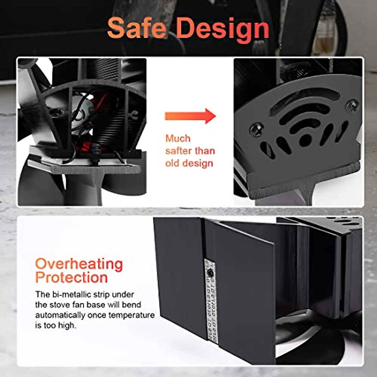 LAMA Heat Powered Stove Fan, 7 Blades Fireplace Fan with Designed Silent Operation, Upgrade Designed Motors Non-Electric Stove Fan for Wood Burning Stove/Pellet/Log Burner (Include Thermometer)