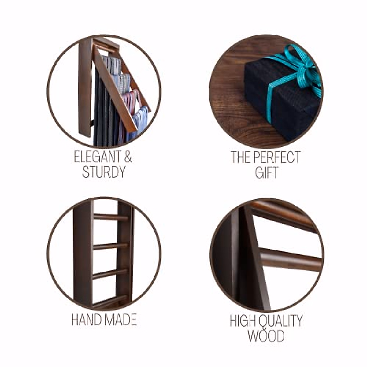 Charmont Tie Rack Wall Mounted Closet Organizer -Tie Racks for Men Closet Bedroom Wall - Wooden Necktie Holder - Holds up to 28 Ties - Valet Gifts for Men