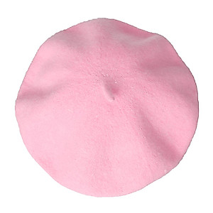 JOYHY Women's Solid Color Classic French Style Beret Beanie Hat Pink