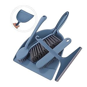 TOBBOMEY 1 Set Mini Broom Set Whisk Broom Small Dust Pan Keyboard Cleaning Brush Mini Broom with Dustpan Brooms Desk Small Hand Whisk Broom Cartoon Broom Handle Handheld Broom Blue The Pet