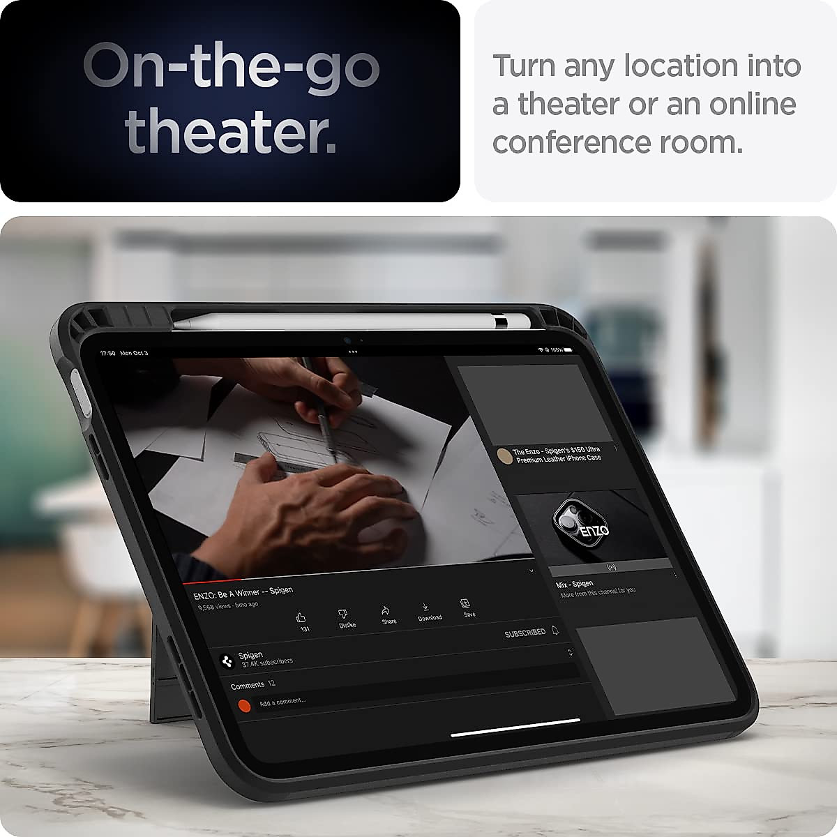 Spigen Tough Armor Pro Designed for iPad 10.9 inch Case iPad 10th Generation Case (2022) with Pencil Holder - Black