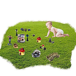 Aulufft 109 Pieces Miniature Fairy Garden Accessories Set, Mini Fairy House Ornament Kit Animals Plant Fence Bridge Figurines Micro Landscape Accessories for DIY Dollhouse Decoration