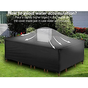 Patio Furniture Covers Outdoor Table Furniture Cover Waterproof Rectangle 600D Patio Sectional Couch Set Cover for Deck Lawn and Backyard Wind Dust Proof Anti-UV 92"L x 32"W x 40"H/230x80x100cm