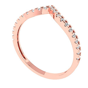 0.12 ct Brilliant Round Cut Clear Simulated Diamond 14k Rose Gold Stackable Wedding Engagement Promise anniversary Band Sz 6