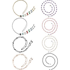 Frienda 8 Pieces Eyeglasses Chains Beaded Sunglasses Strap Holder Elegant Eyewear Retainer Chain, 8 Styles (White, Black, Purple, Rose Gold, Pink, Gold, Silver)