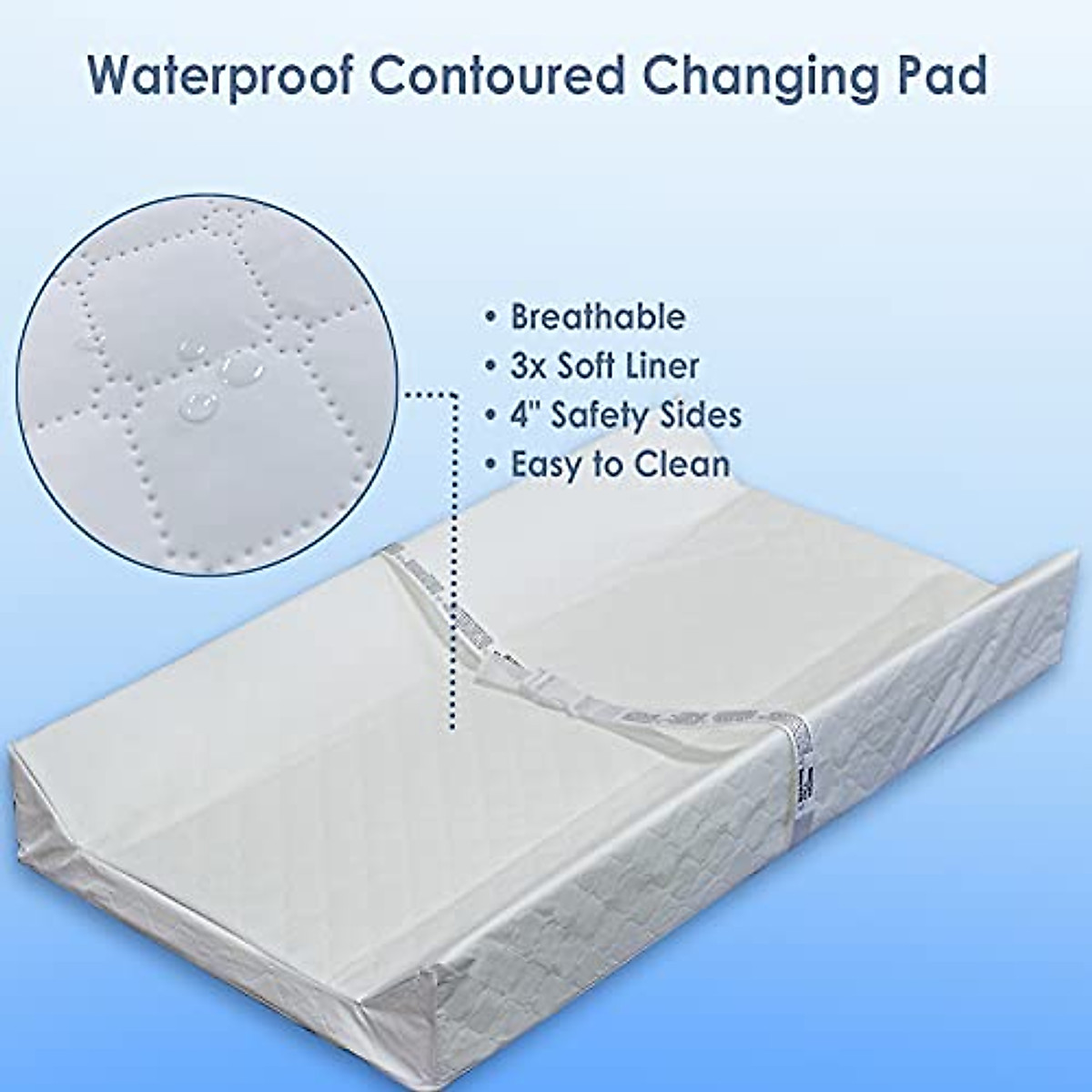 Truwelby Contoured Diaper Changing Pad with 3 Pack Ultra Soft Plush Liners, Baby Changing Pad Cover Waterproof Hypoallergenic Washable