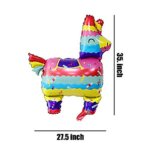 HORUIUS Mexico Taco Balloons Llama Balloons Cactus Balloons Jumbo Mylar Foil Balloons Birthday Baby Shower Decor Supplies Mexican Fiesta Theme Party Decorations 5PCS