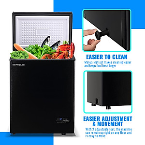 Chest Freezer 3.5 CU.FT DEMULLER Compact Deep Freezing Machine with Electronic Temperature Control (Accurate to 1 ℉) Freestanding Small Fridge Freezer with 2 Removable Storage Baskets Black